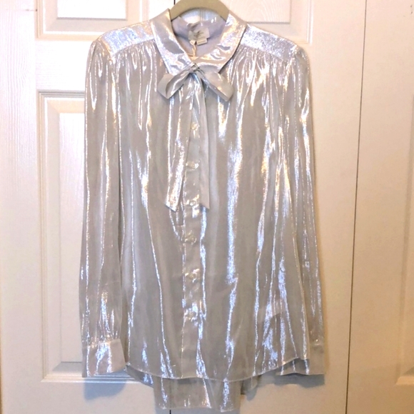 kate spade | Tops | Katespade Silver Metallic Top | Poshmark